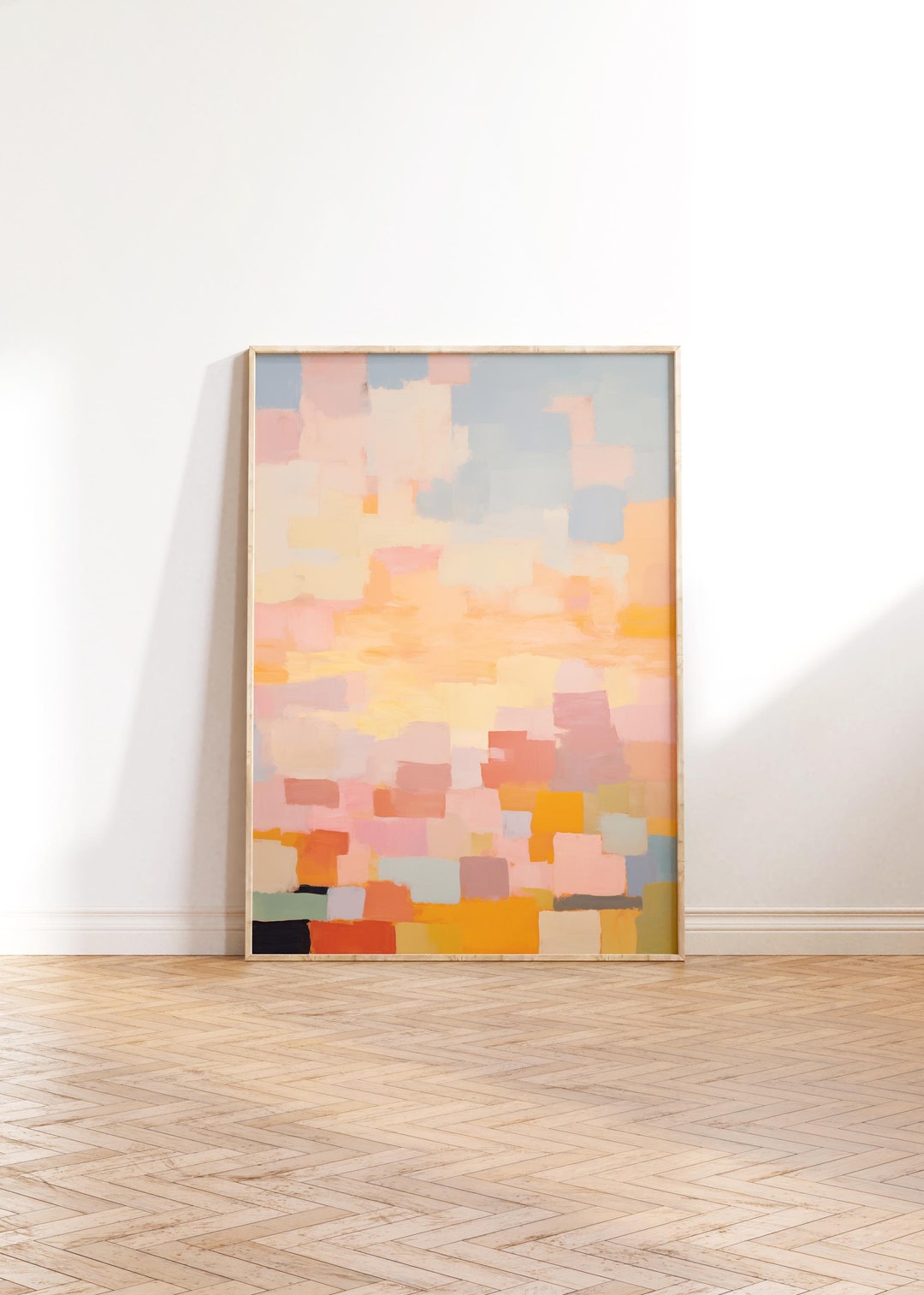 Abstract Sunset Landscape Art Print, Colorful Wall Decor (digital ...