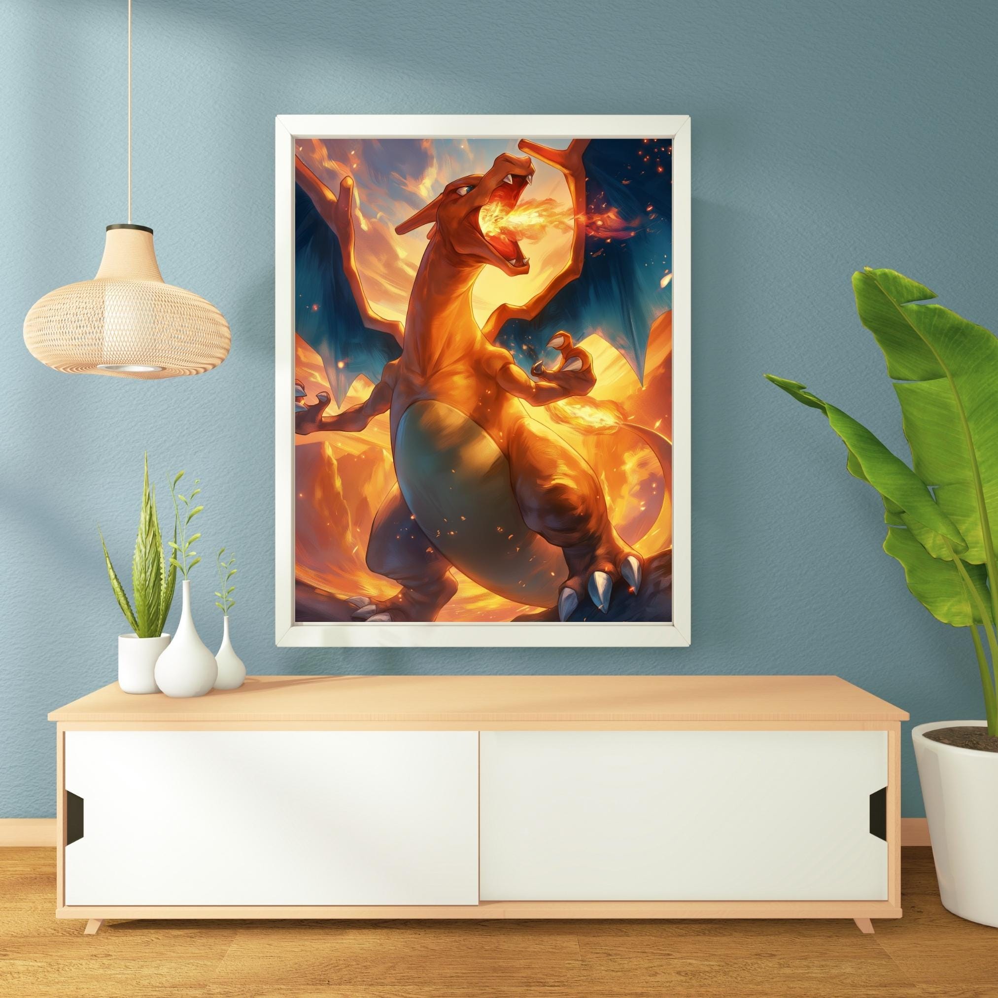 Majestic Charizard Poster, Pokemon Wall Art, Gotta Catch Em All ...