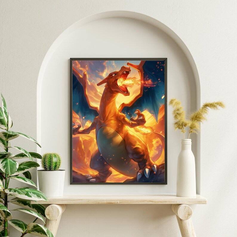 Majestic Charizard Poster, Pokemon Wall Art, Gotta Catch Em All ...