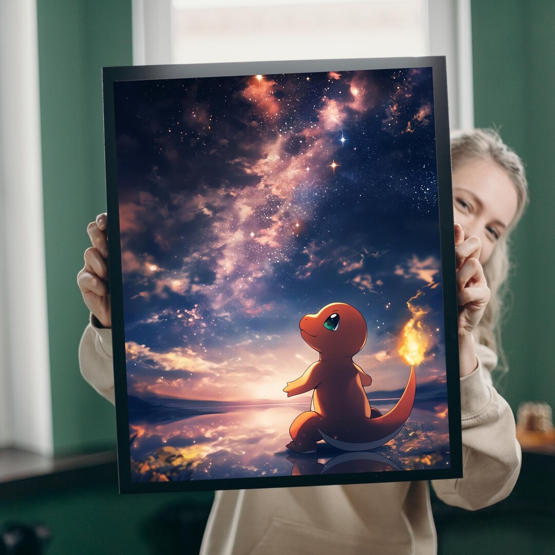 Charmander Under the Star Poster, Pokemon Wall Art, Gotta Catch Em All ...