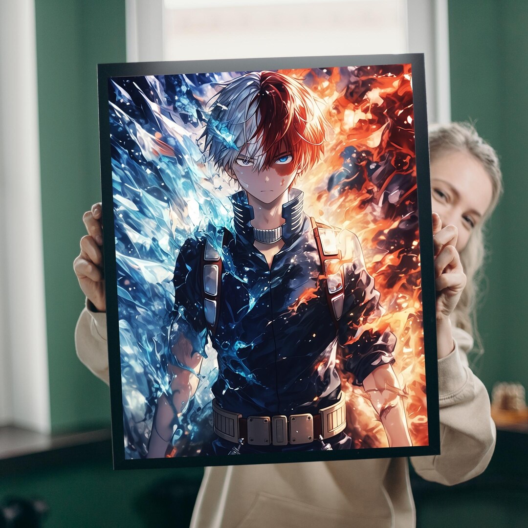 Shoto Todoroki Boku No Hero Poster, Anime Wall Art, Shoto Todoroki ...