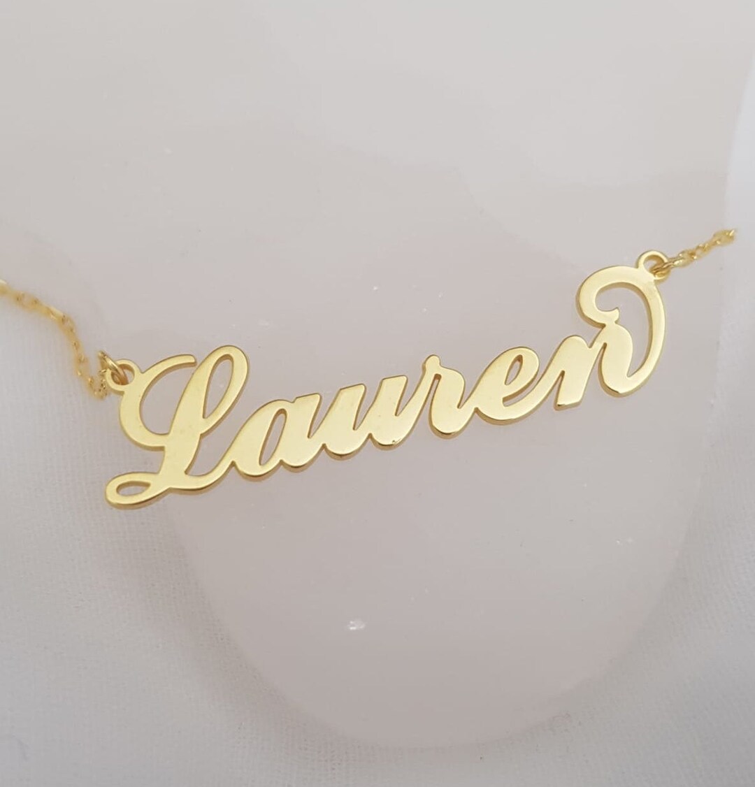 Custom Handwritten Name Necklace, Gold Dainty Carrie Font Nameplate ...
