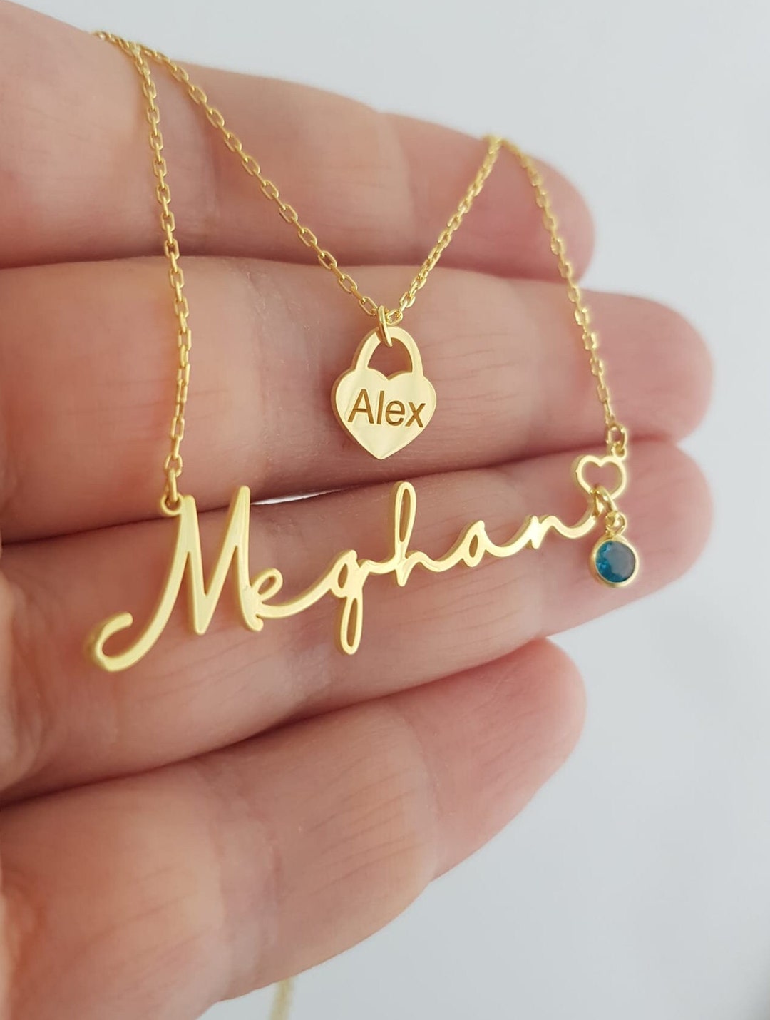 Layered Name Necklace,gold Custom Layered Necklace With Birthstone ...