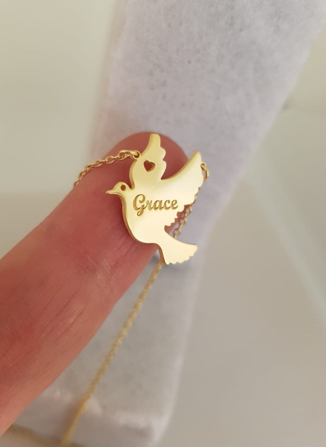 Custom Bird Name Necklace, Sterling Silver Pigeon Pendant, Personalized ...