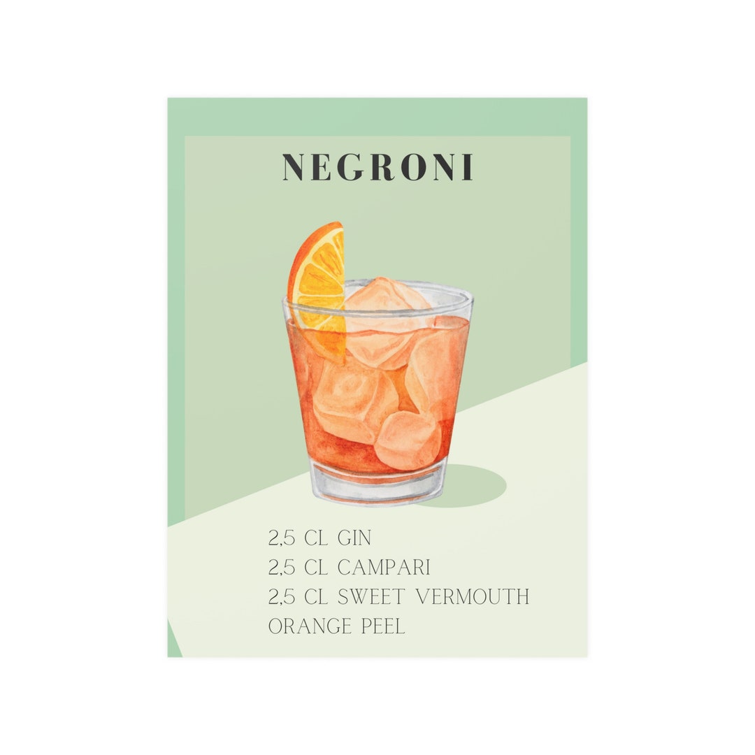 Negroni Poster, Cocktail Wall Art, Wall Decor for Cocktail Lovers - Etsy