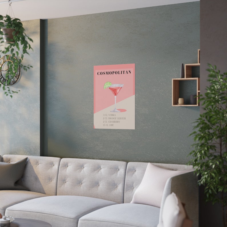 Cosmopolitan Poster, Cocktail Wall Art, Wall Decor for Cocktail Lovers ...