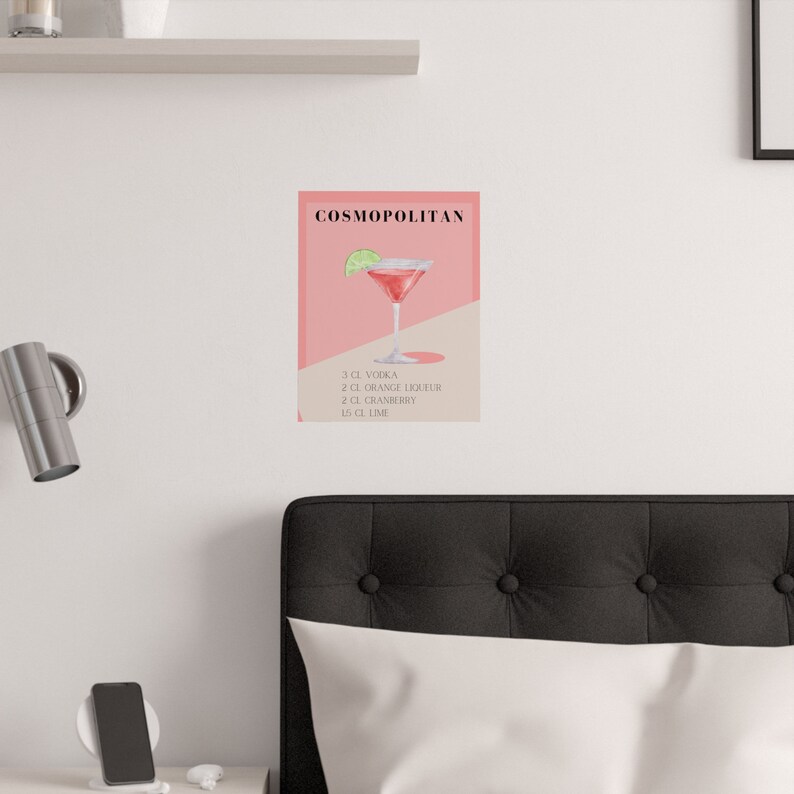 Cosmopolitan Poster, Cocktail Wall Art, Wall Decor for Cocktail Lovers ...
