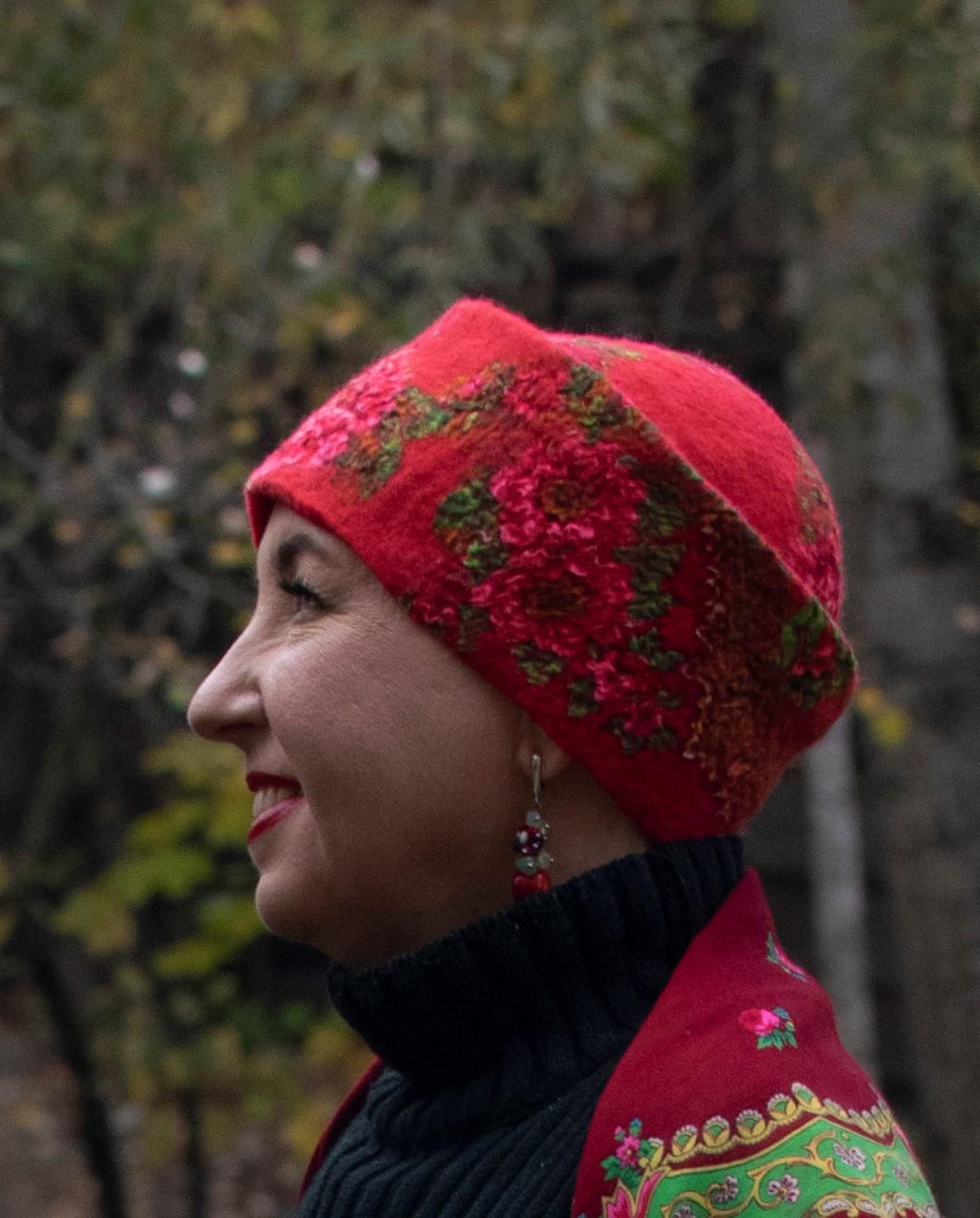 Wool Felted Women's Red Hat Light and Warm Beanie Handmade by Wet ...
