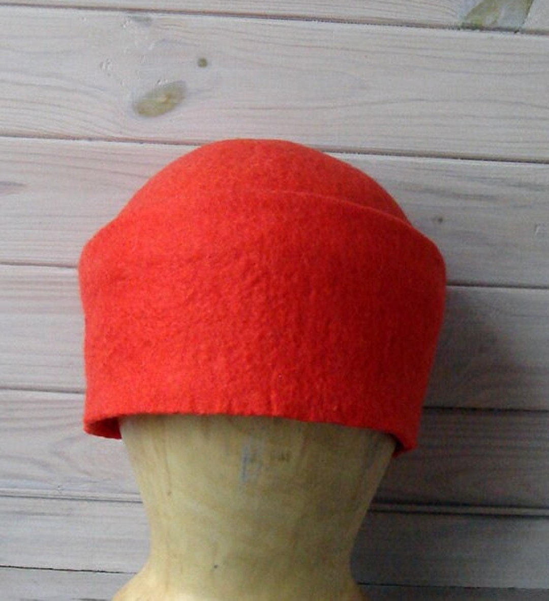 Wool Felted Women's Plain Red Hat Light and Warm Beanie Handmade by Wet ...