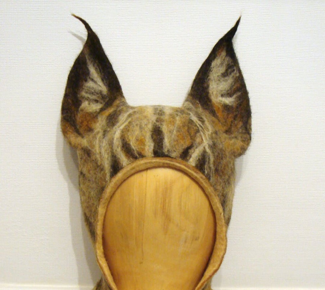 Felted Wool Lynx Hat With Tassels, Animal Costume Hat - Etsy