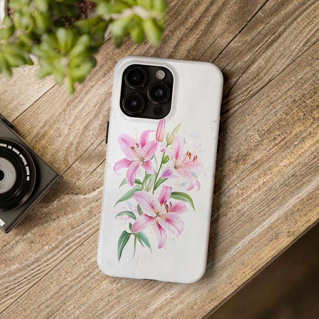Soft Pink Stargazer Lily Floral Phone Case – Watercolor Flower Pattern ...