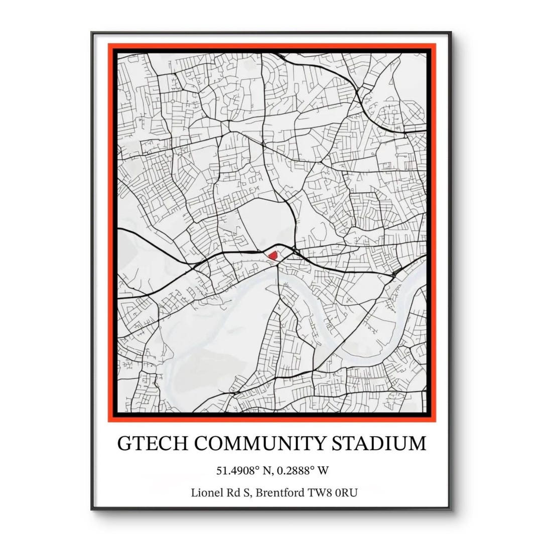 Brentford Football Stadium Map Poster: Gtech Stadium A4 Print - Etsy