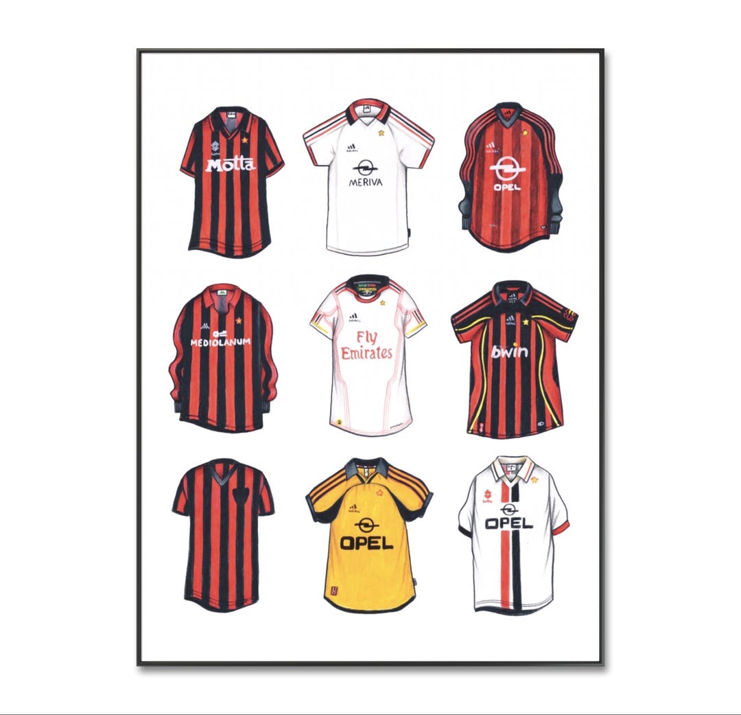 AC Milan Football Shirt | AC Milan Poster | AC Milan Kit | Milan Jersey ...