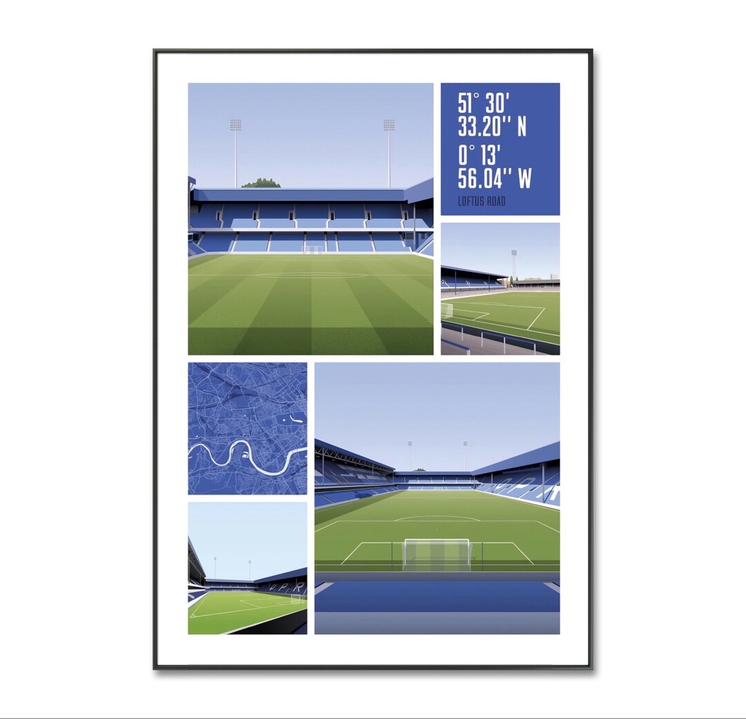 QPR Football Poster QPR Stadium Poster Loftus Road Stadium Print A4 ...