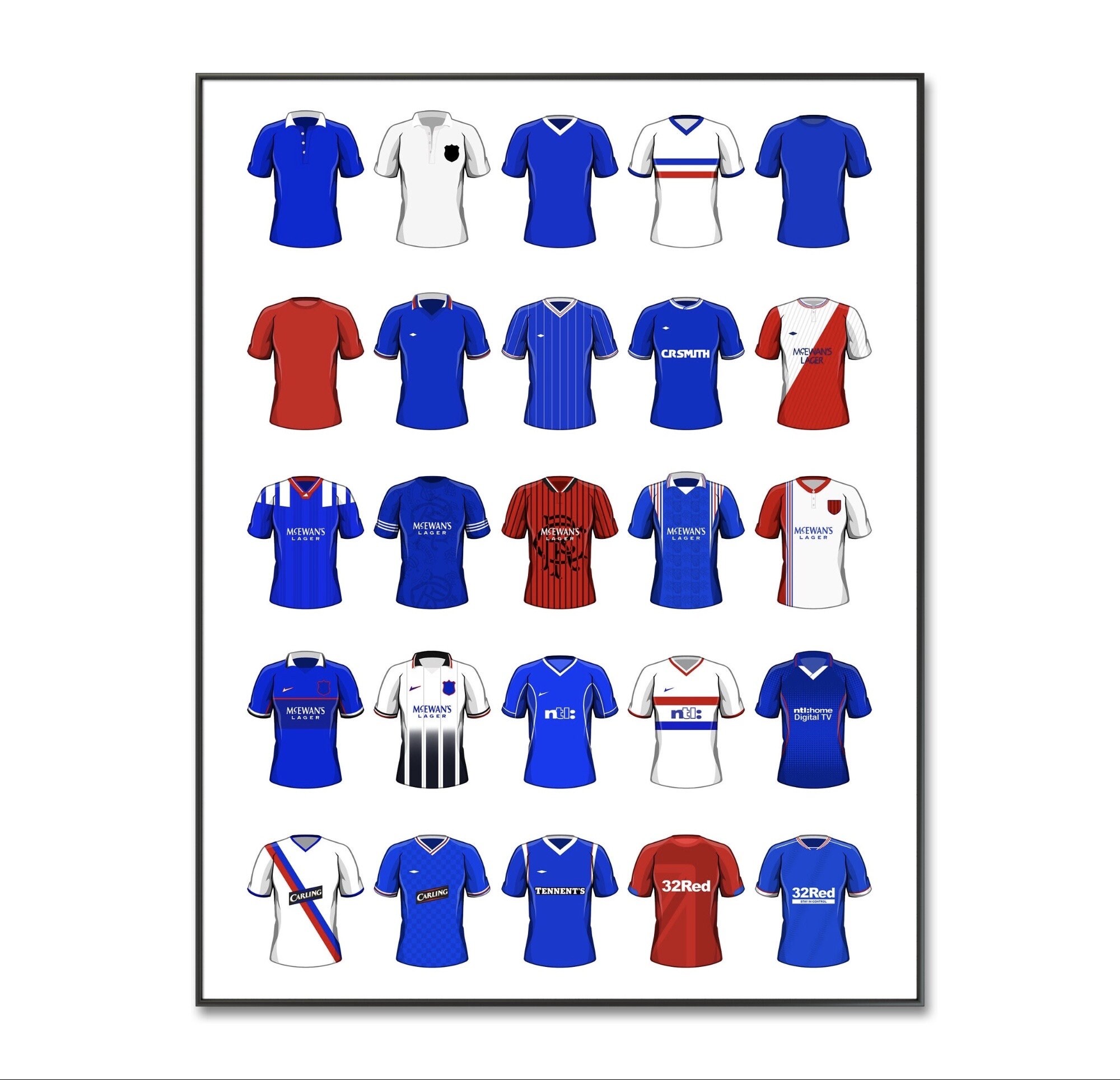 Rangers Football Shirt Poster | Rangers Poster | Glasgow Rangers Poster ...