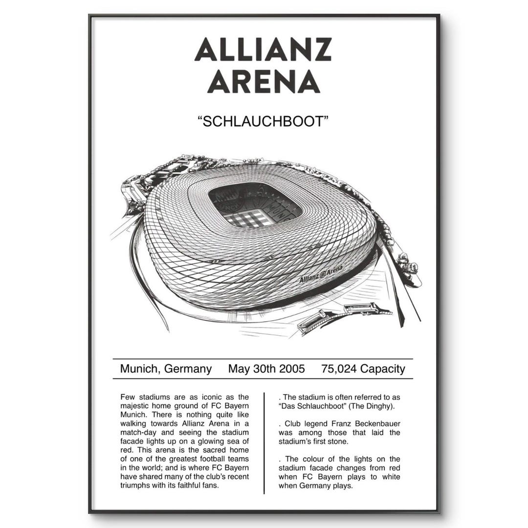 Bayern Munich Poster | Allianz Arena Poster | Football Stadium | Soccer ...