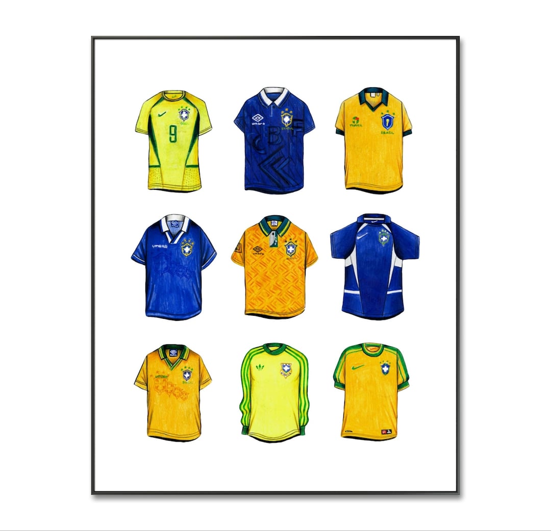 Brazil Football Shirt Poster | Brazil Football Poster | Brazil Classic ...