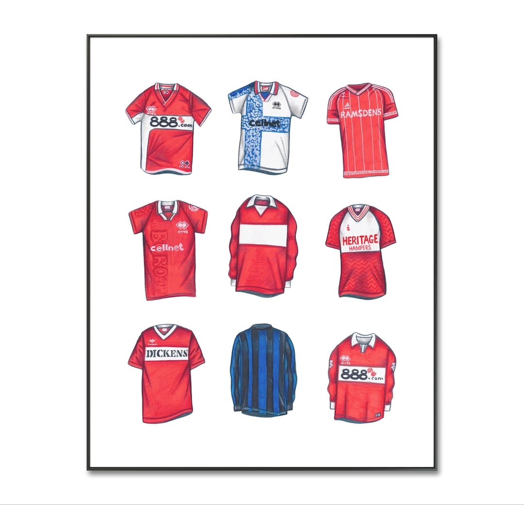 Middlesbrough Football Shirt Poster | Middlesbrough Football Shirt ...