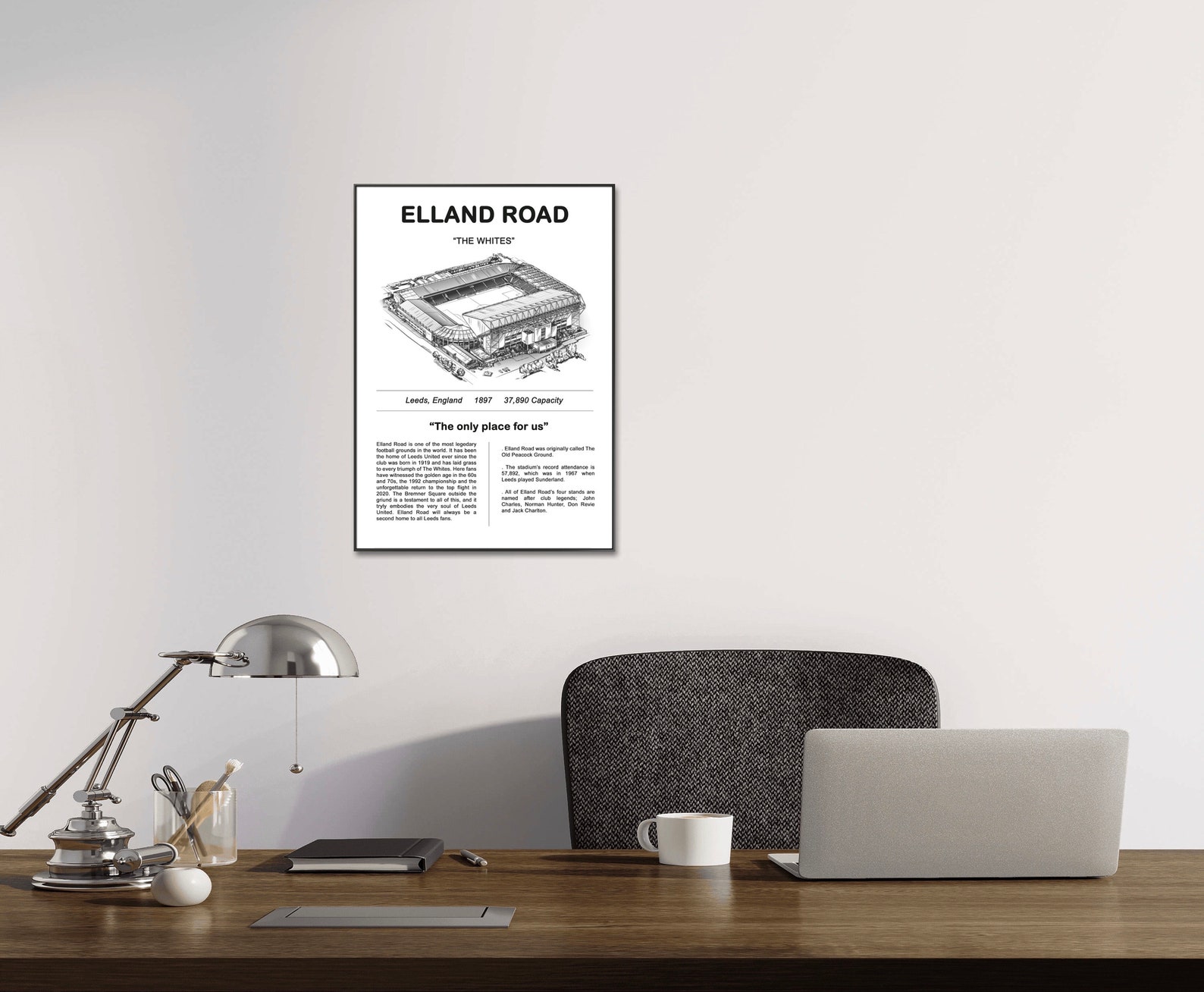 Leeds United Football Stadium Poster, Leeds United Elland Road Homemade ...