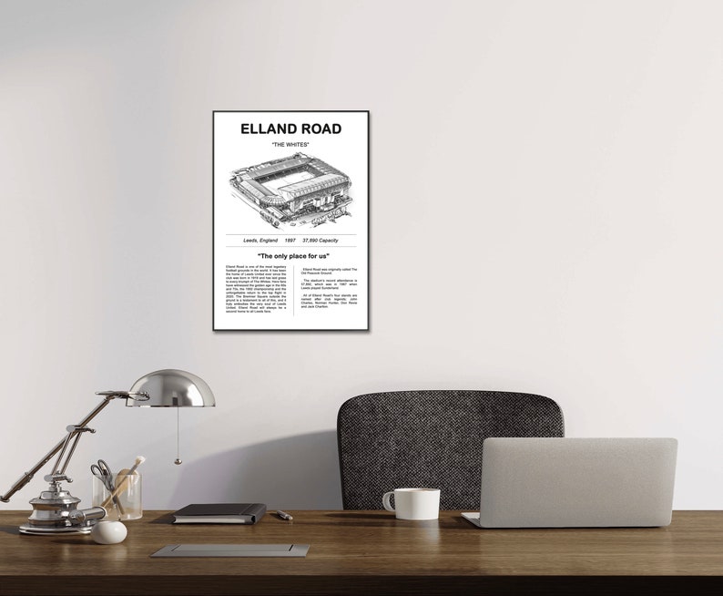 Leeds United Football Stadium Poster, Leeds United Elland Road Homemade ...