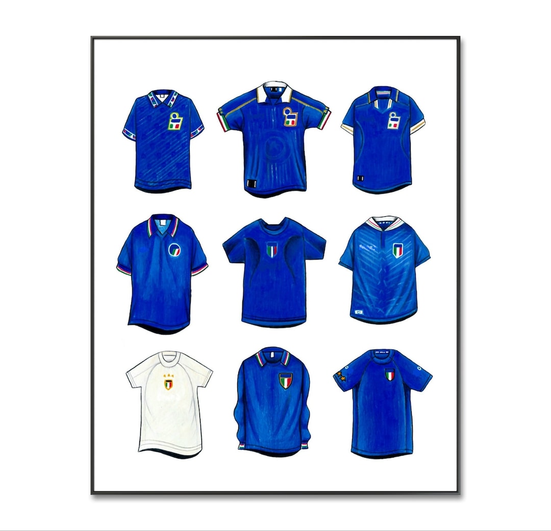 Italy Football Shirt Poster | Italy Football Poster | Italy Retro Kit ...