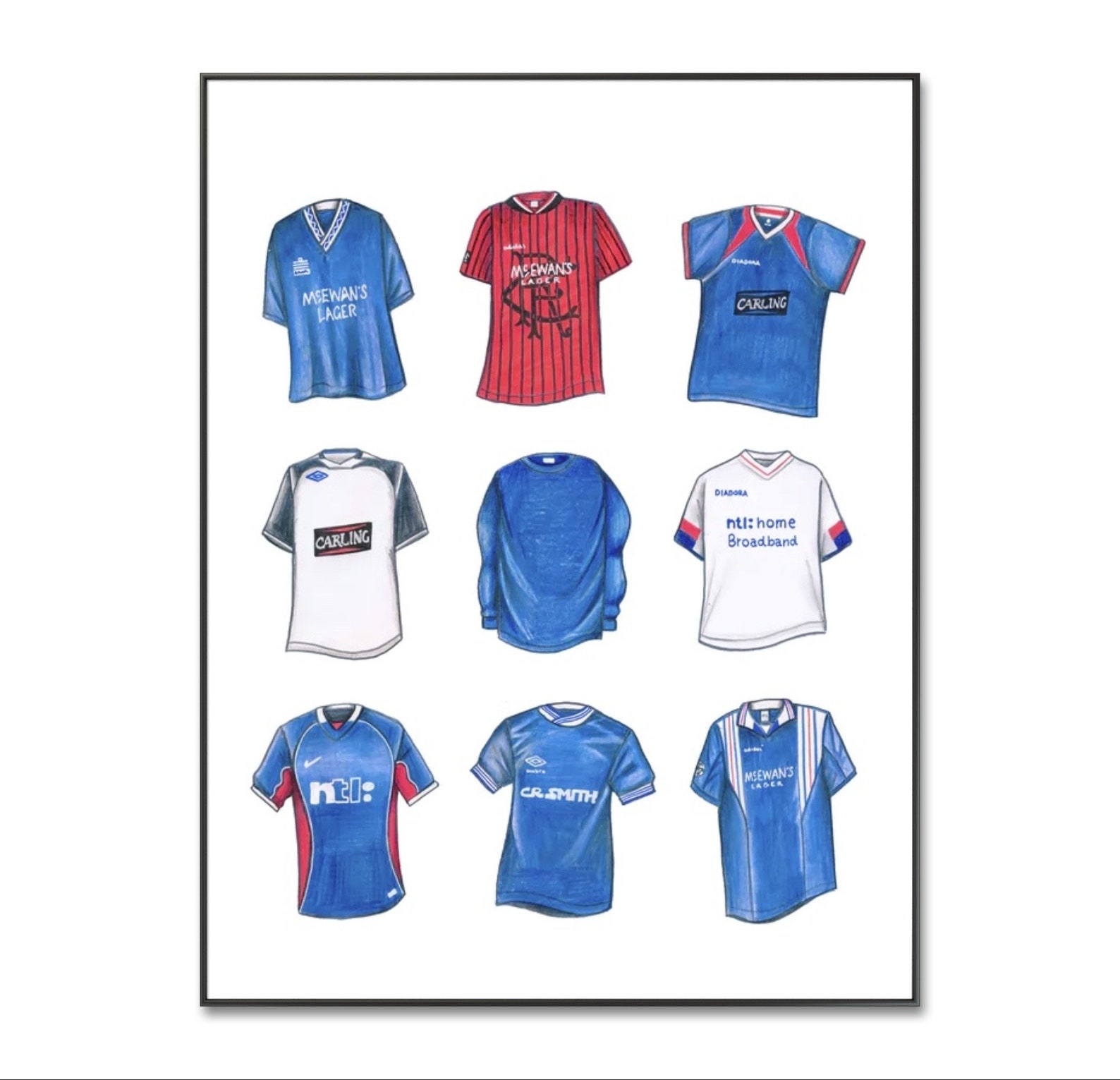 Rangers Football Shirt Poster, Rangers Football Club Classic Shirt ...