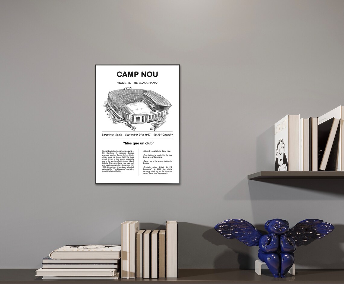 Barcelona Football Stadium Poster, FC Barcelona Nou Camp Football ...