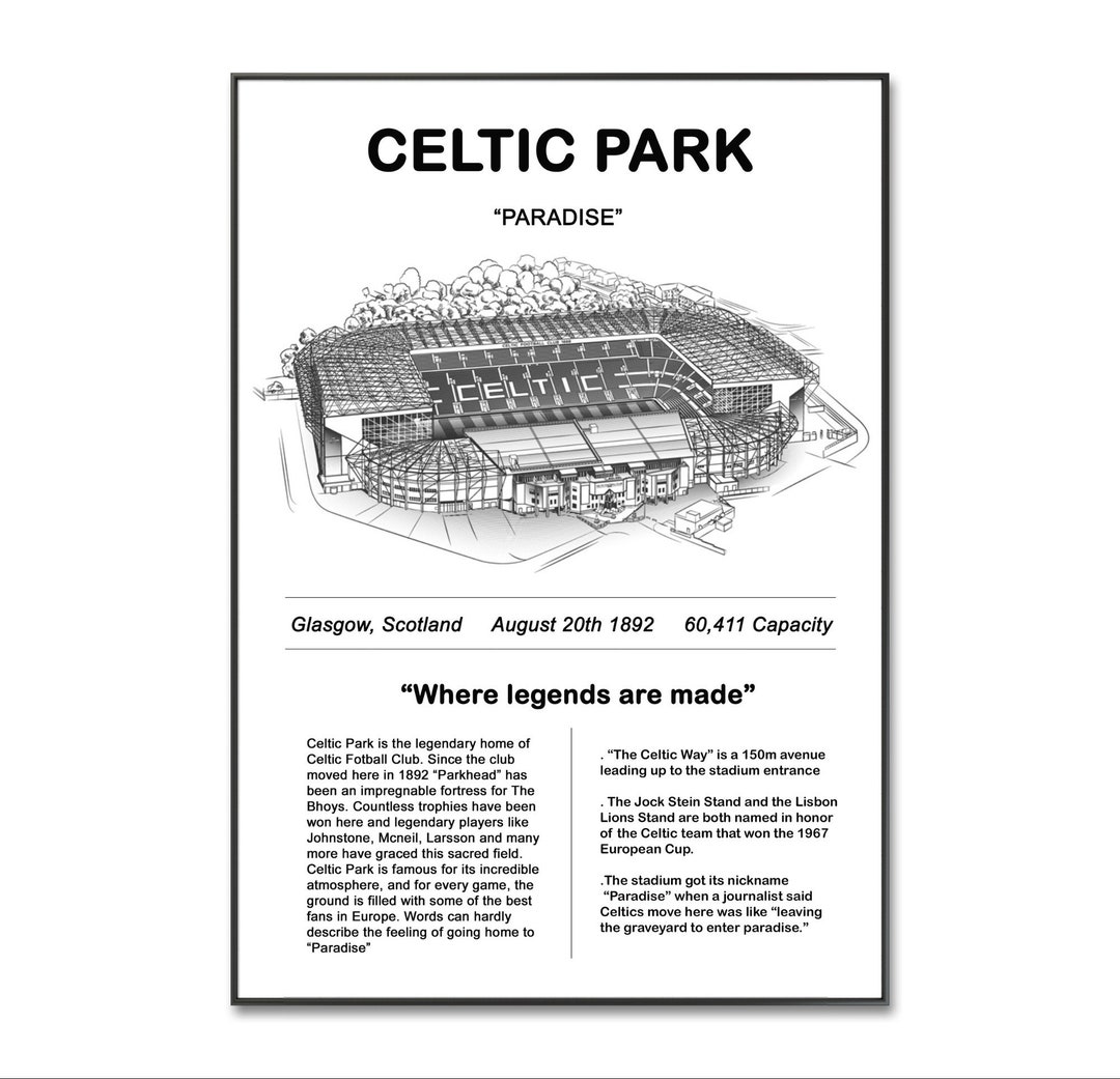 Celtic Poster, Celic Football Print, Celtic Park, Celtic Football Club ...