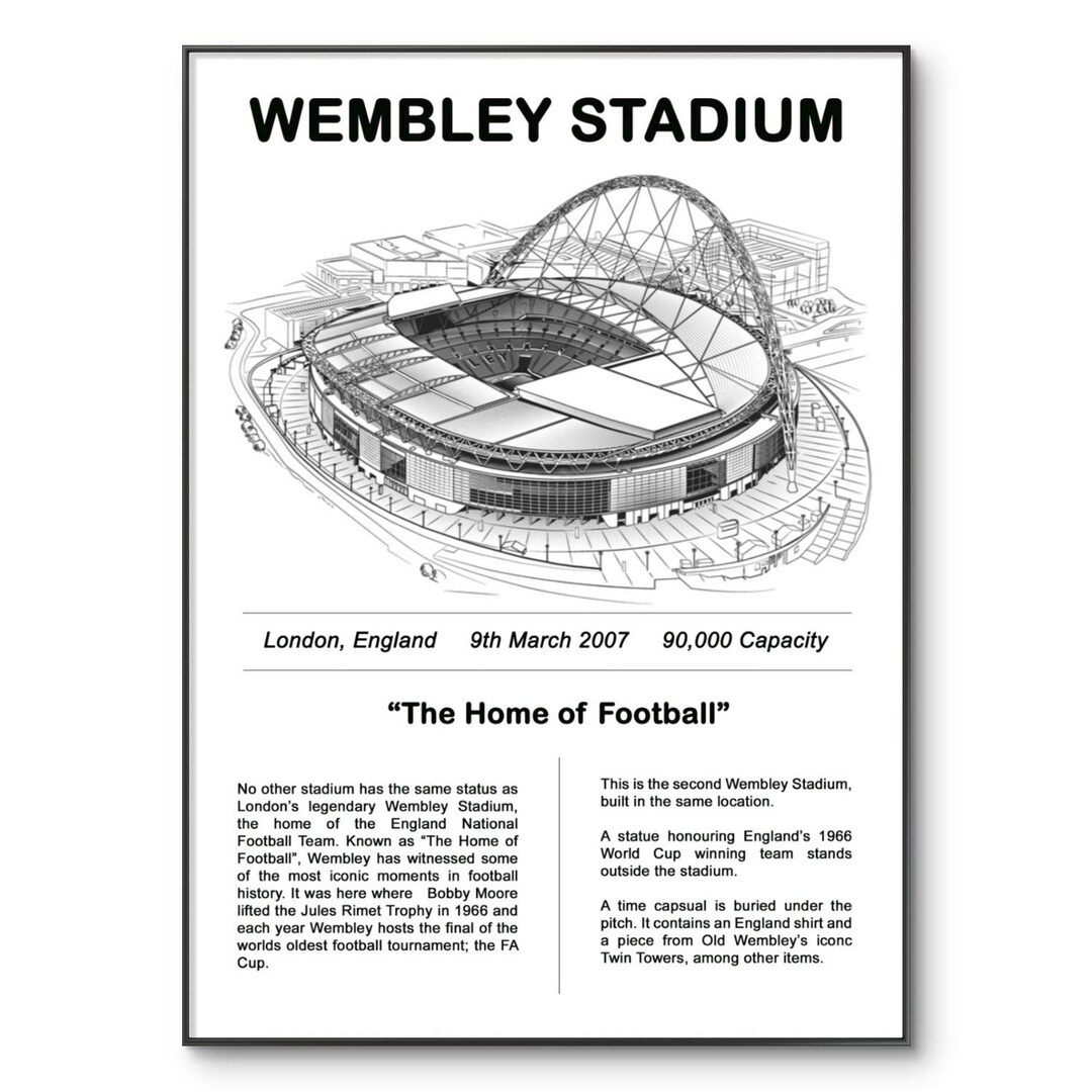 England Football Poster | Wembley Stadium | England Stadium | Wembley ...