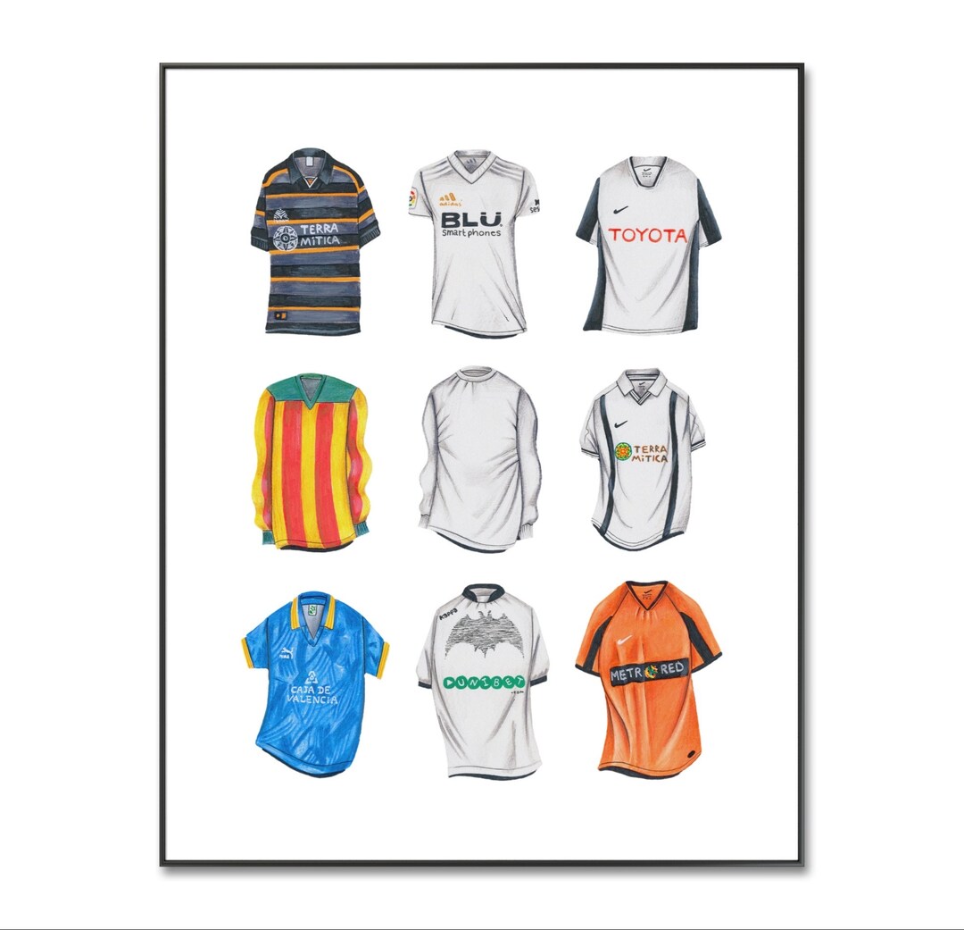 Valencia CF Retro Football Shirt Art Print: A4 Wall Decor - Etsy