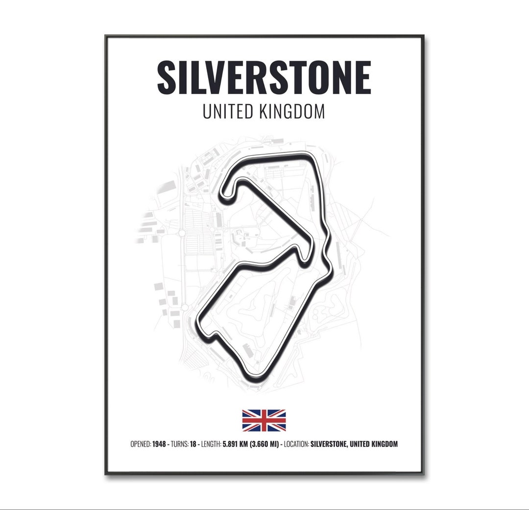Silverstone Grand Prix F1 Poster Print Formula 1 Prints F1 Map Print ...