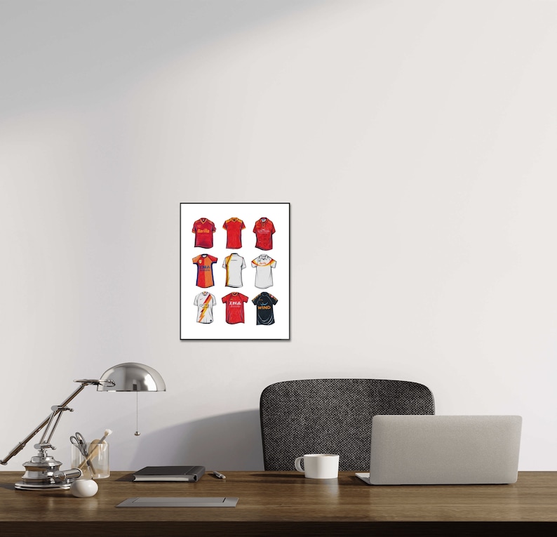 Roma Football Shirt Poster, AS Roma Poster, AS Roma Shirt Print, Retro ...