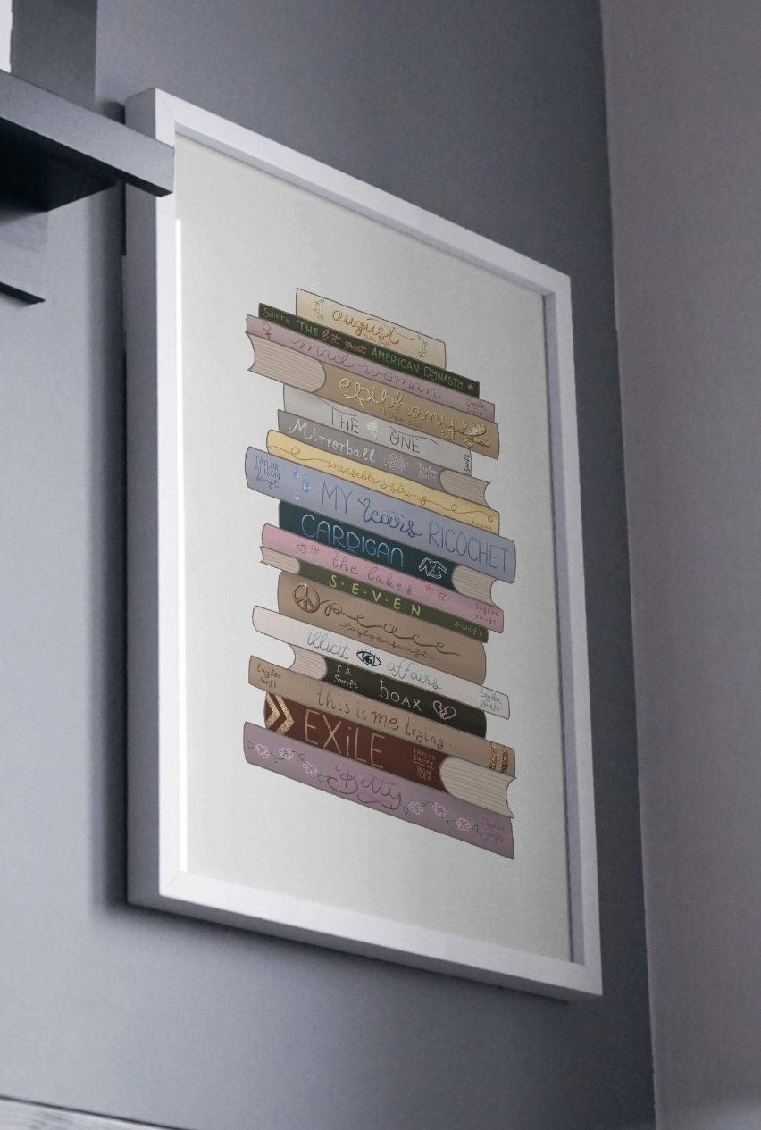 Taylor Swift Folklore Books Poster, Taylor Swift Print, A4, Swifter ...