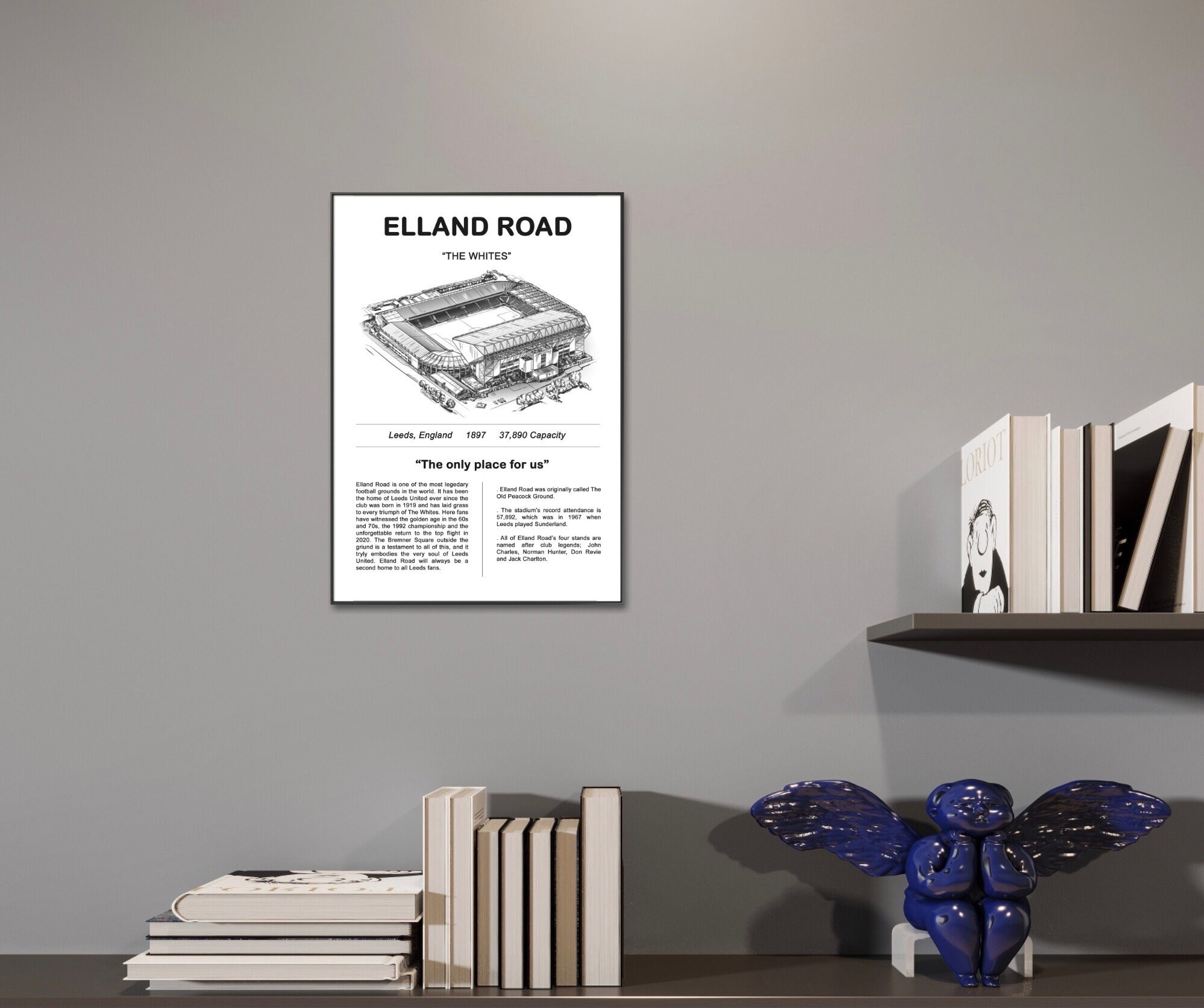 Leeds United Football Stadium Poster, Leeds United Elland Road Homemade ...