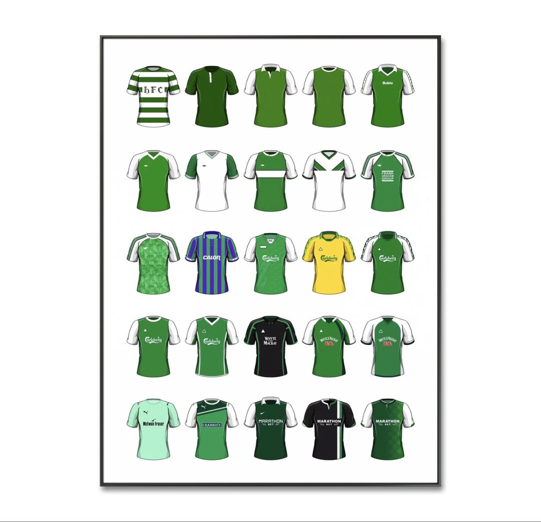 Hibernian Football Shirt Poster: Retro Kit Wall Art - Etsy