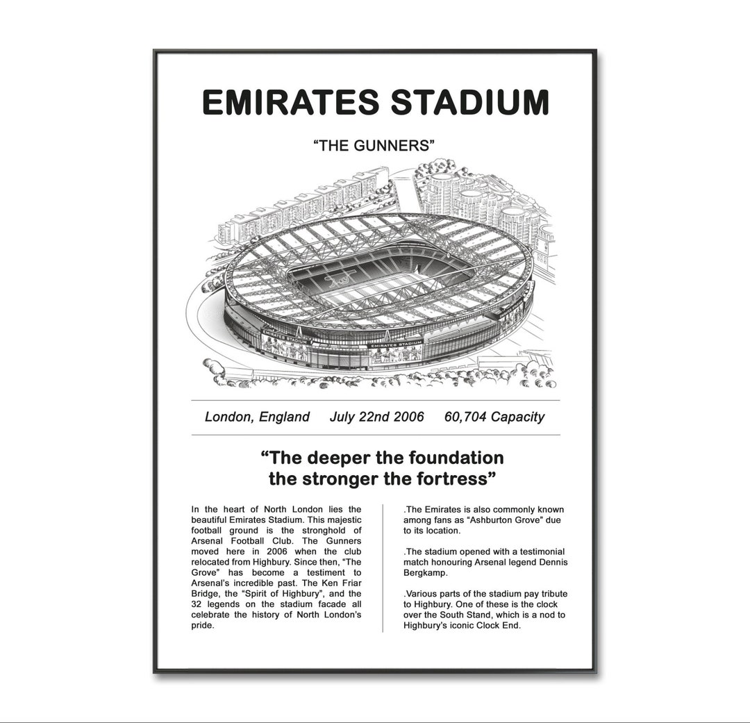 Arsenal Football Stadium Poster, Arsenal Emirates Stadium, the Gunners ...