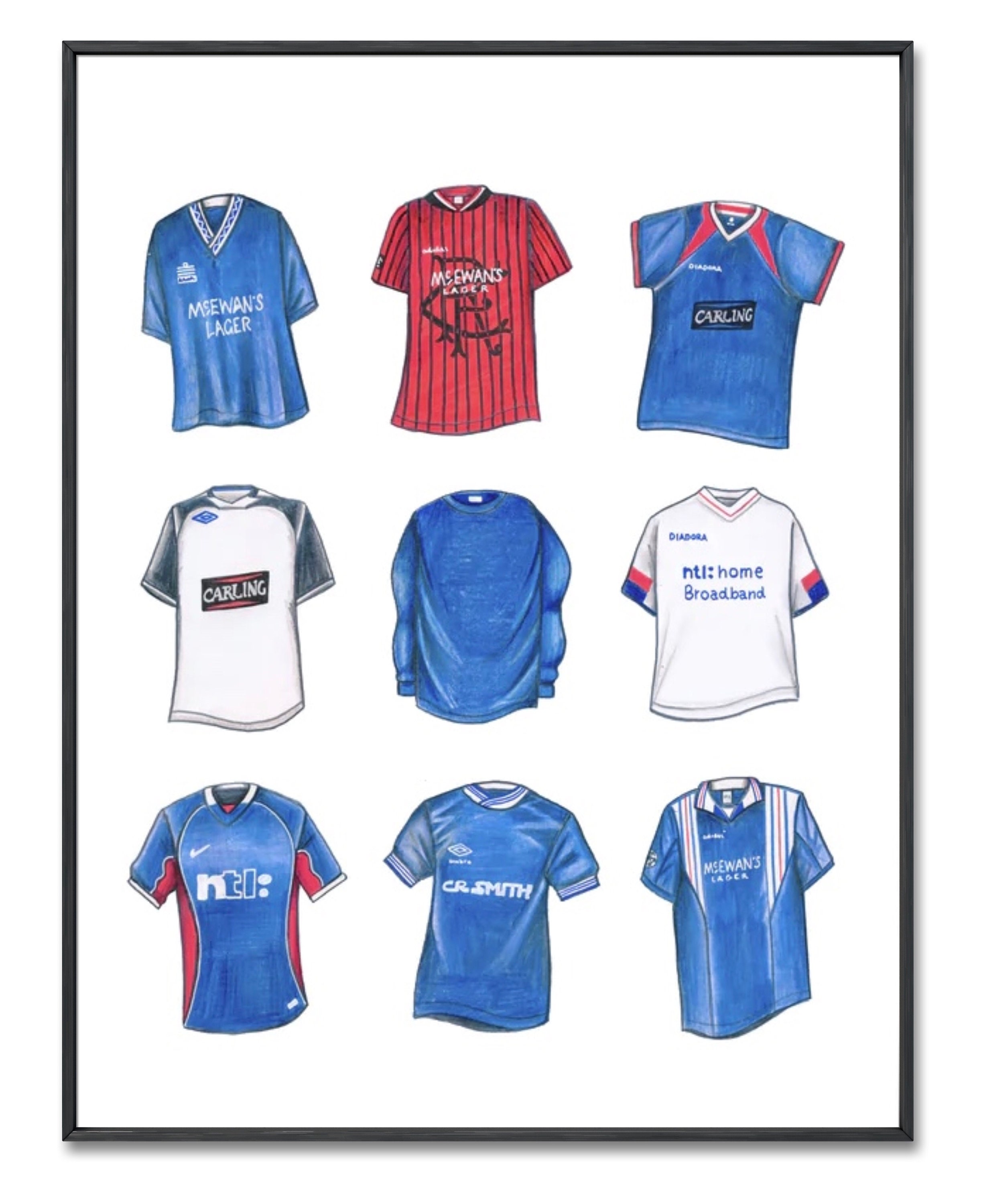 Rangers Football Shirt Poster, Rangers Football Club Classic Shirt ...