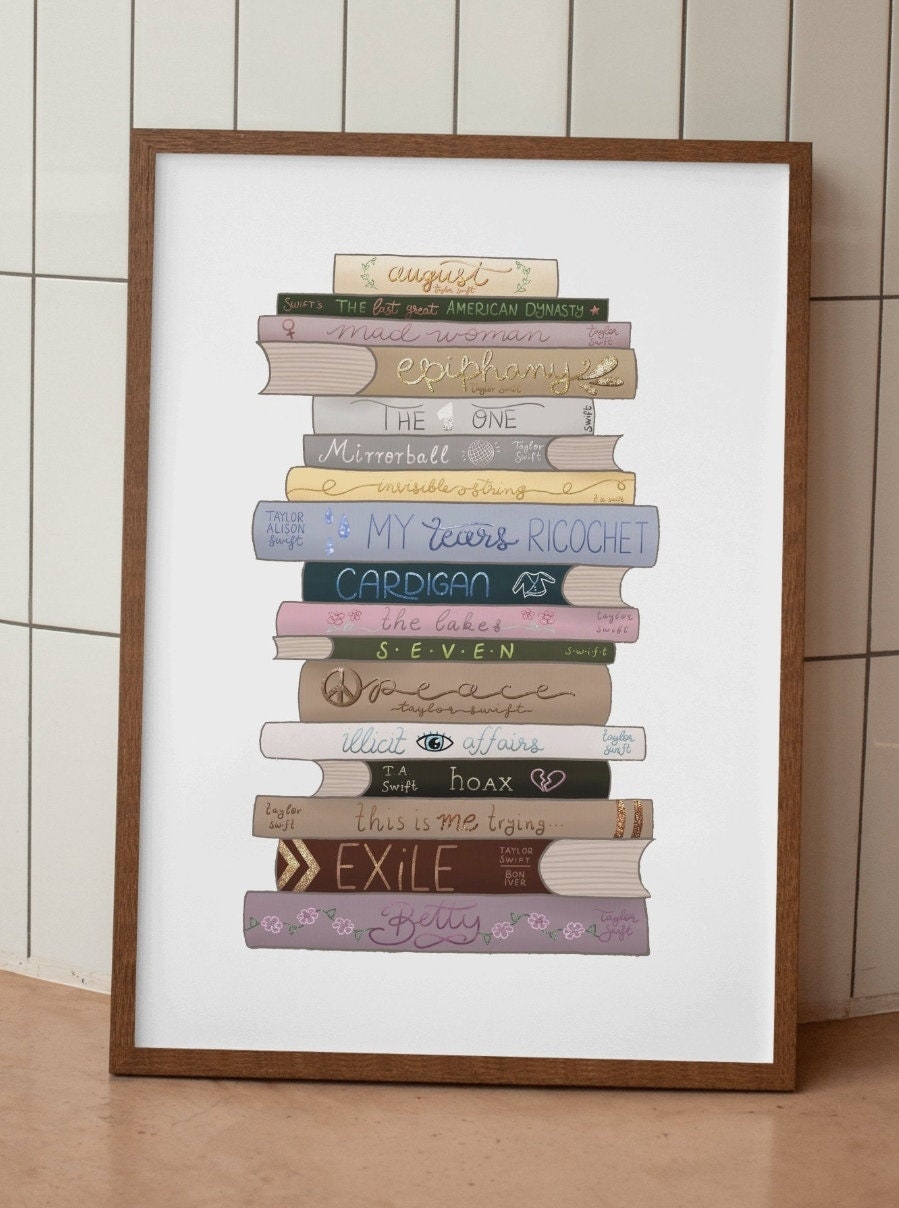 Taylor Swift Folklore Books Poster, Taylor Swift Print, A4, Swifter ...