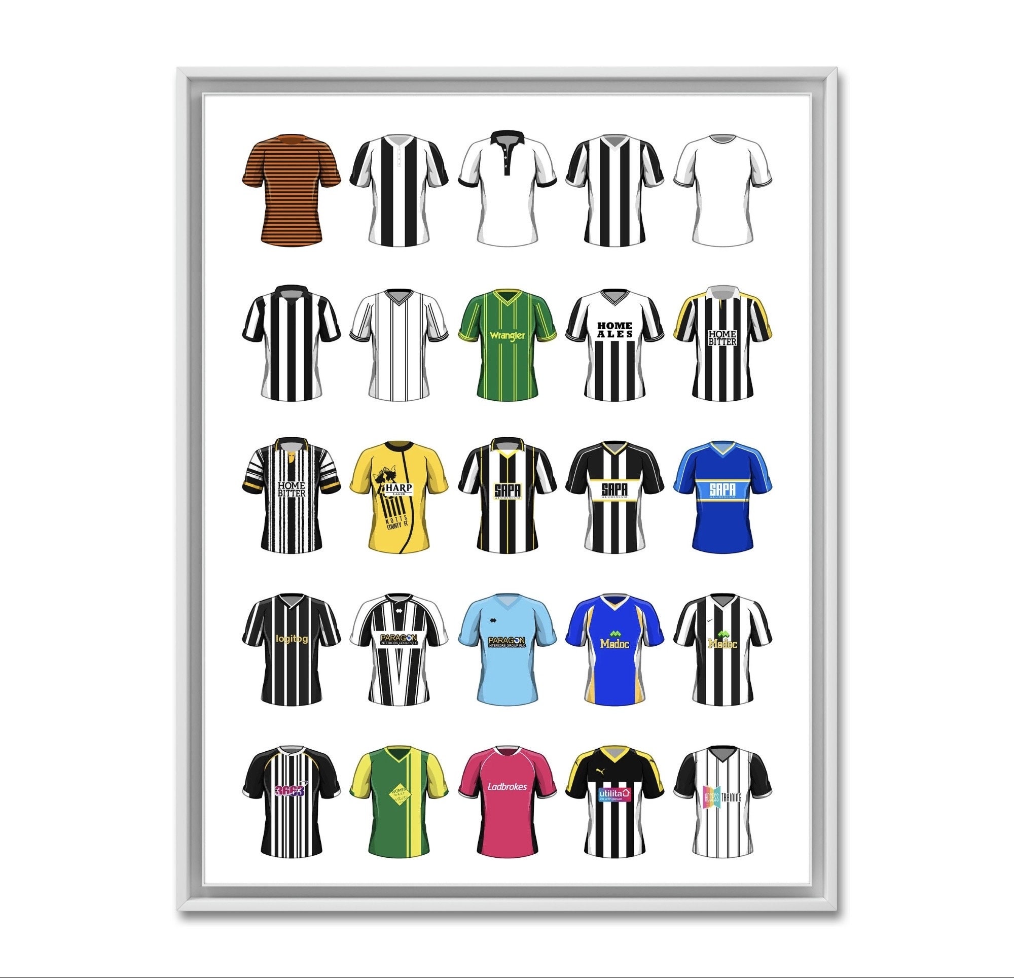 Notts County Shirts Poster, Notts County FC Classic Retro Football Top ...