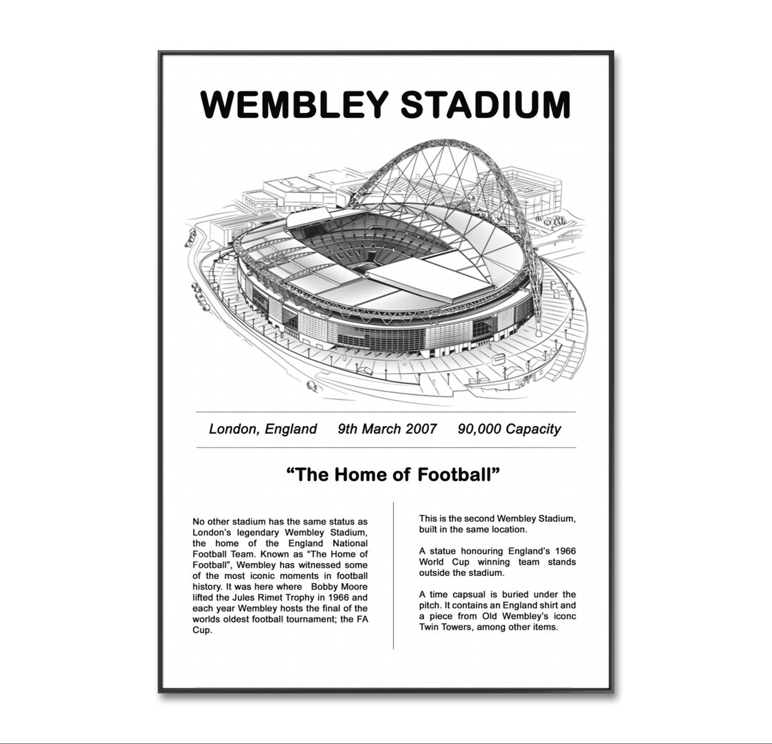 England Football Poster | Wembley Stadium | England Stadium | Wembley ...