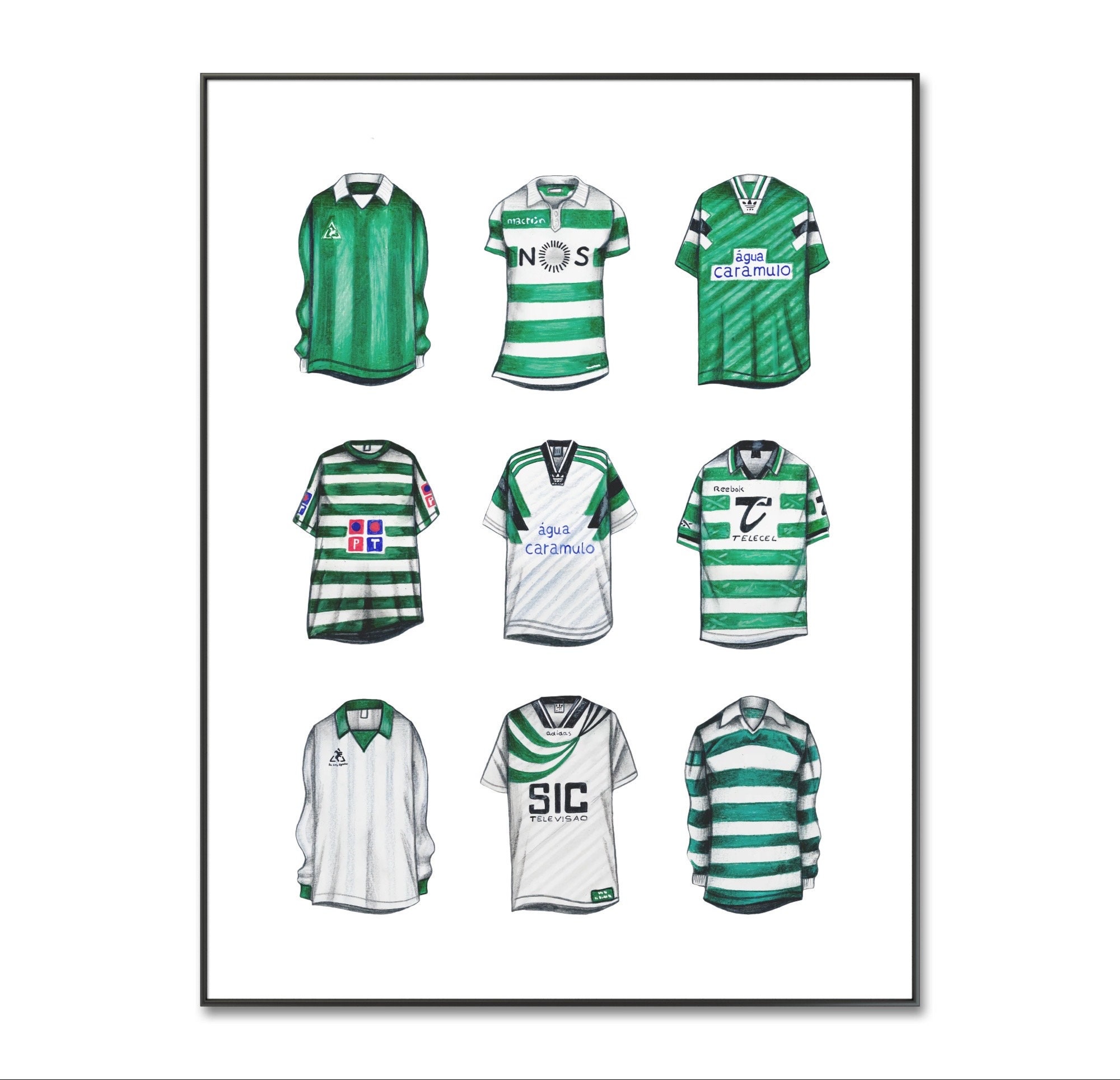 Sporting Lisbon Football Shirt Poster Sporting CP Football Poster Retro ...