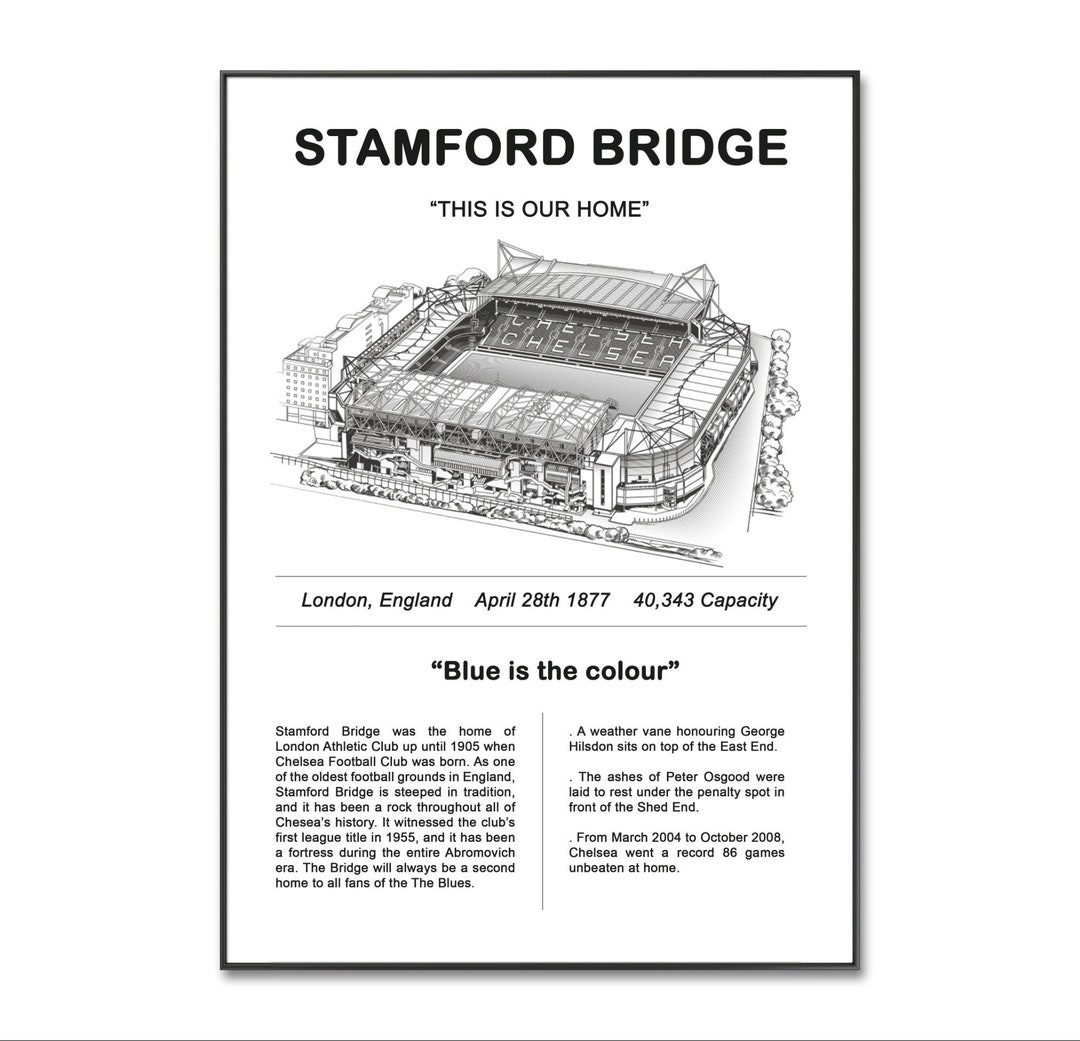 Chelsea Football Poster | Stamford Bridge Poster | Football Stadium ...