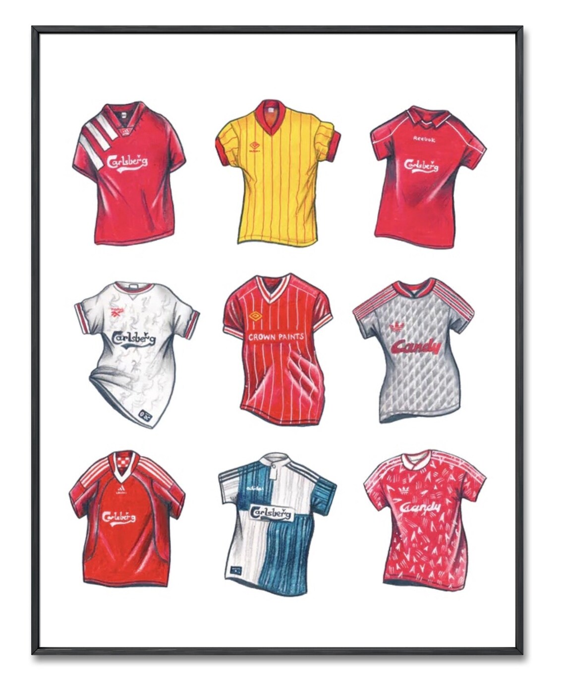 Liverpool Football Shirt Poster Liverpool Shirt Print Retro Soocer ...