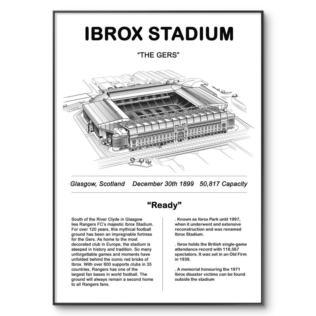 Ibrox Stadium Poster: Rangers Football Club Wall Art (digital Download ...