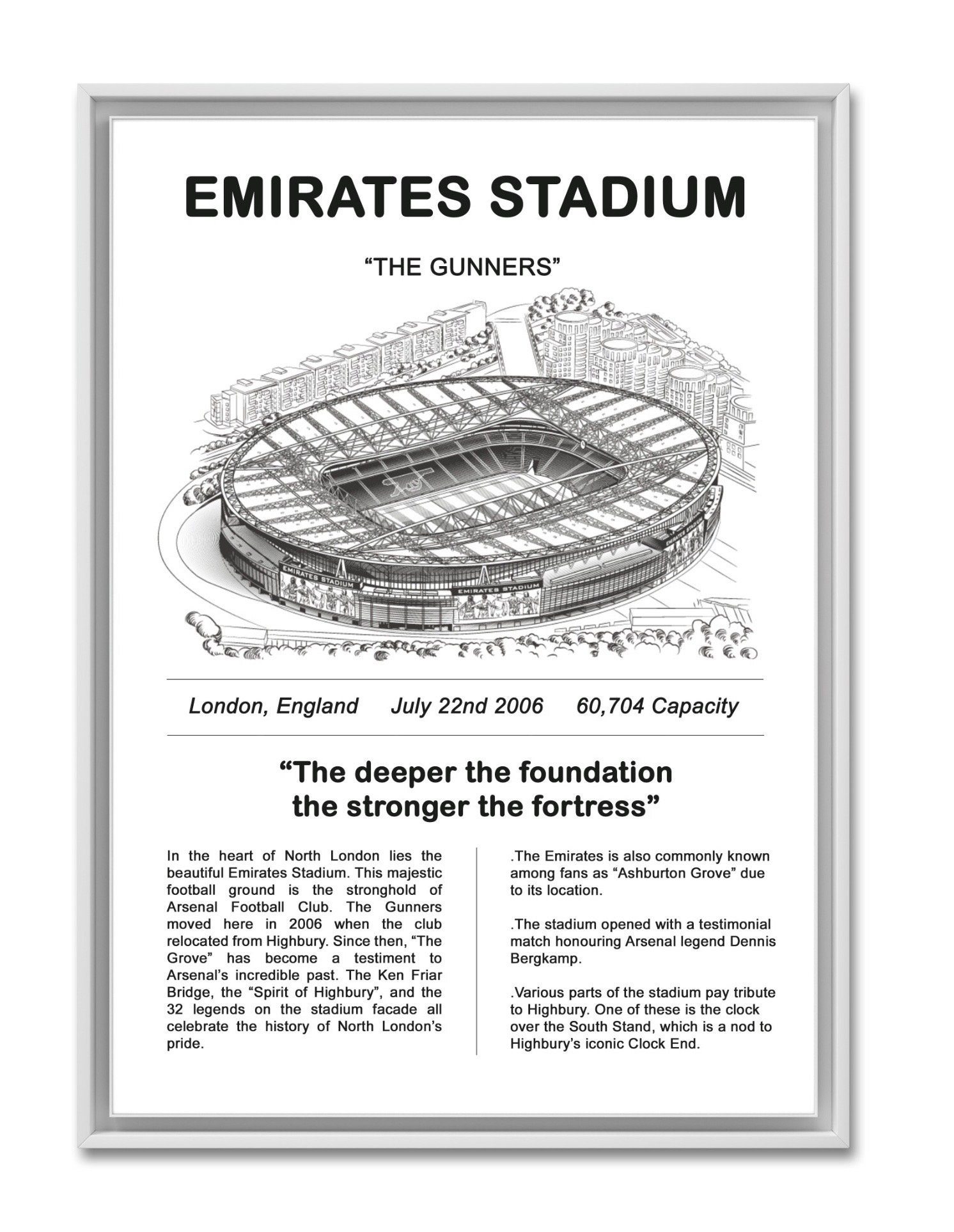 Arsenal Poster Arsenal Stadium Emirates Stadium the Gunners Arsenal ...