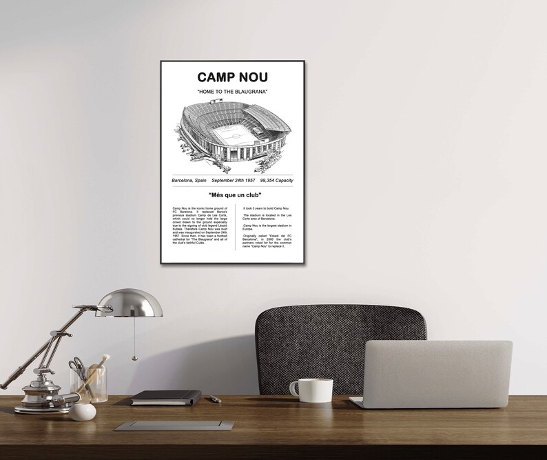 Barcelona Football Stadium Poster, FC Barcelona Nou Camp Football ...