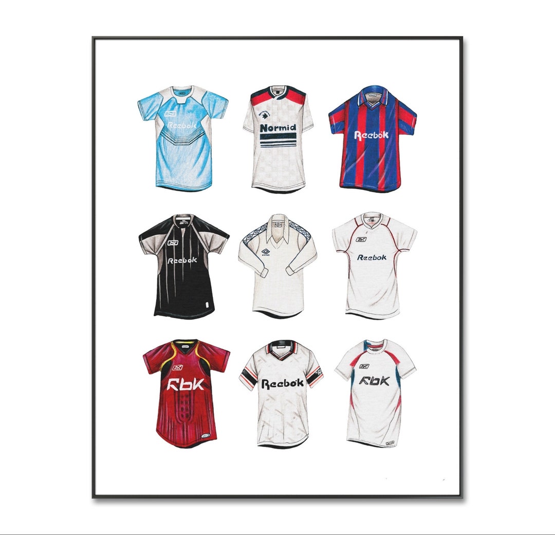 Bolton Football Shirt Poster: Retro Kit Print, Handmade Wall Art - Etsy