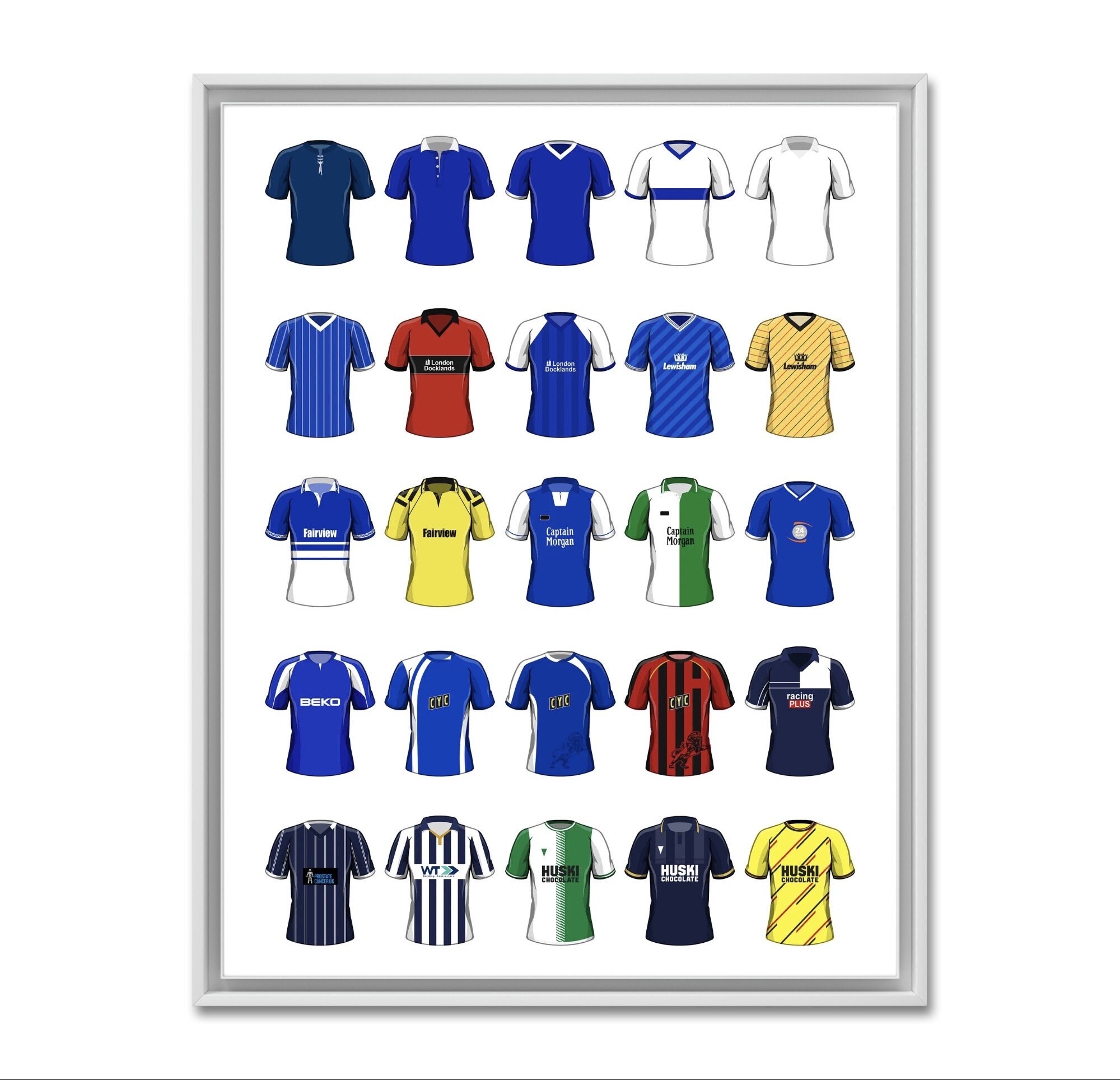Millwall Football Shirts Poster, Millwall Football Club Classic Retro ...
