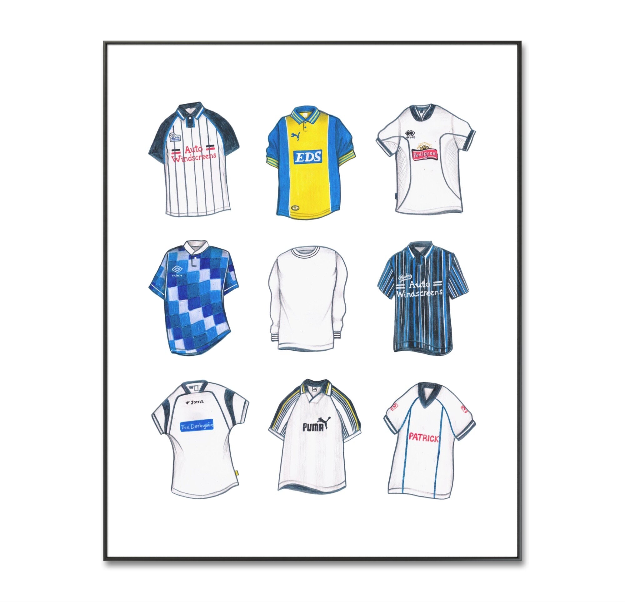 Derby County Football Shirt Poster Derby Football Poster Retro Kit ...