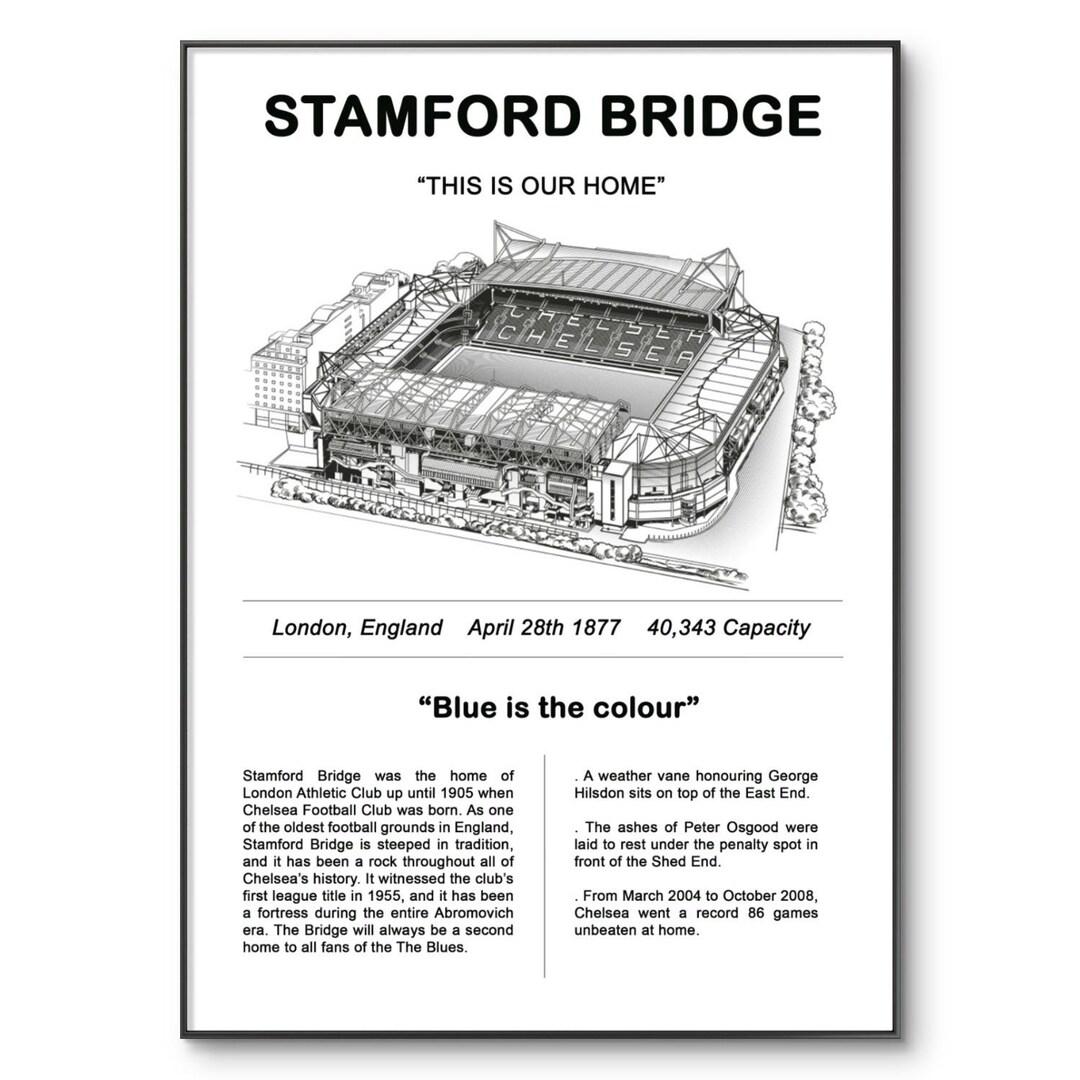 Chelsea Football Poster | Stamford Bridge Poster | Football Stadium ...